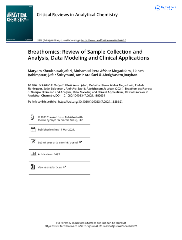 (PDF) Breathomics: Review of Sample Collection and Analysis, Data ...