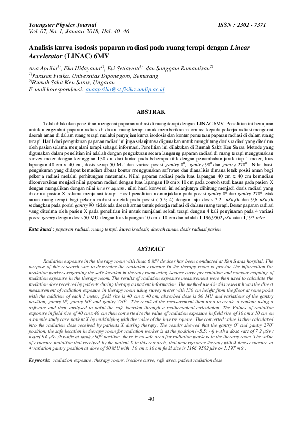 (PDF) Analisis kurva isodosis paparan radiasi pada ruang terapi dengan ...
