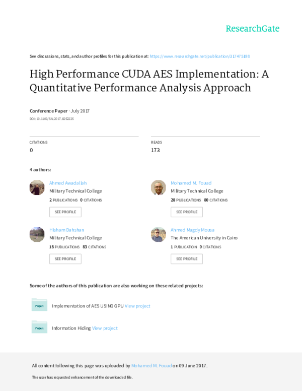 Pdf High Performance Cuda Aes Implementation A Quantitative Performance Analysis Approach
