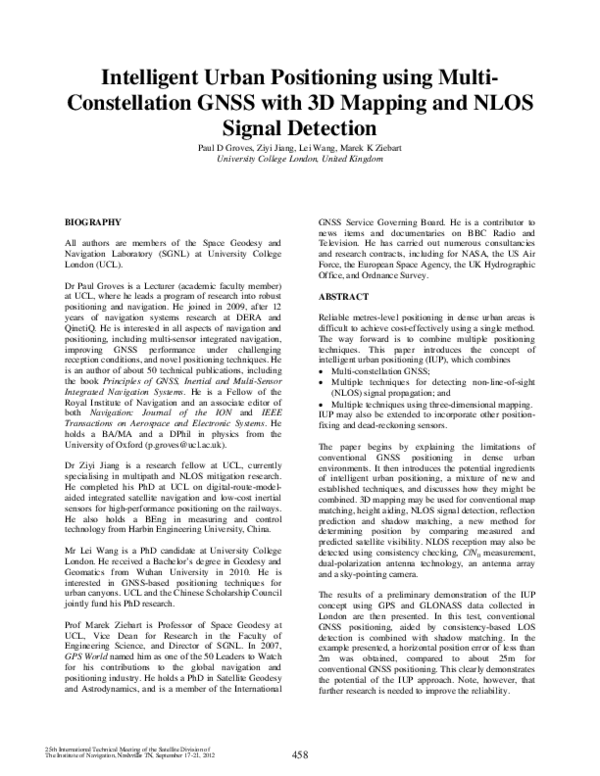 (PDF) Intelligent Urban Positioning using Multi-Constellation GNSS with 3D Mapping and NLOS ...
