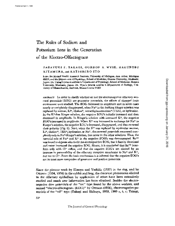 (PDF) The Roles of Sodium and Potassium Ions in the Generation of the ...