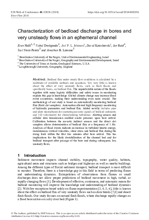 (PDF) Characterization of bedload discharge in bores and very unsteady ...