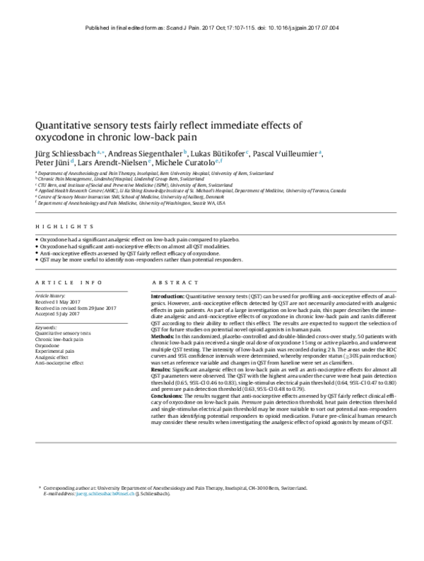 (PDF) Quantitative sensory tests fairly reflect immediate effects of ...