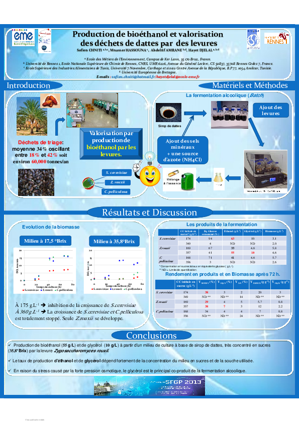 (PDF) Production de bioéthanol et valorisation des déchets de dattes ...