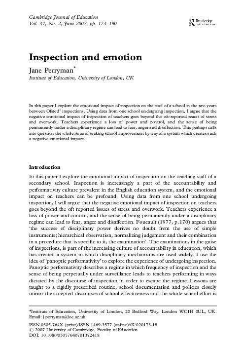 (PDF) Inspection and emotion