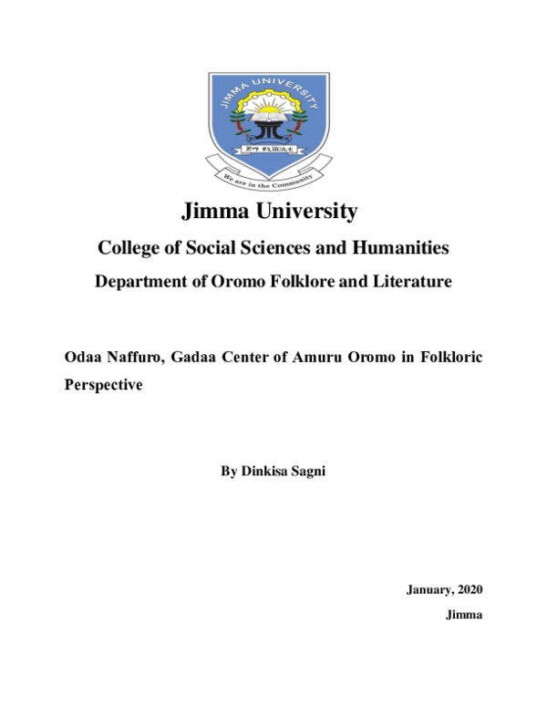 (PDF) Odaa Naffuro, Gadaa Center of Amuru Oromo in Folkloric Perspective