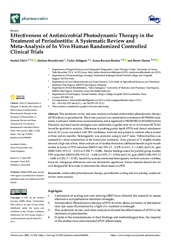 (PDF) Effectiveness of Antimicrobial Photodynamic Therapy in the Treatment of Periodontitis: A ...