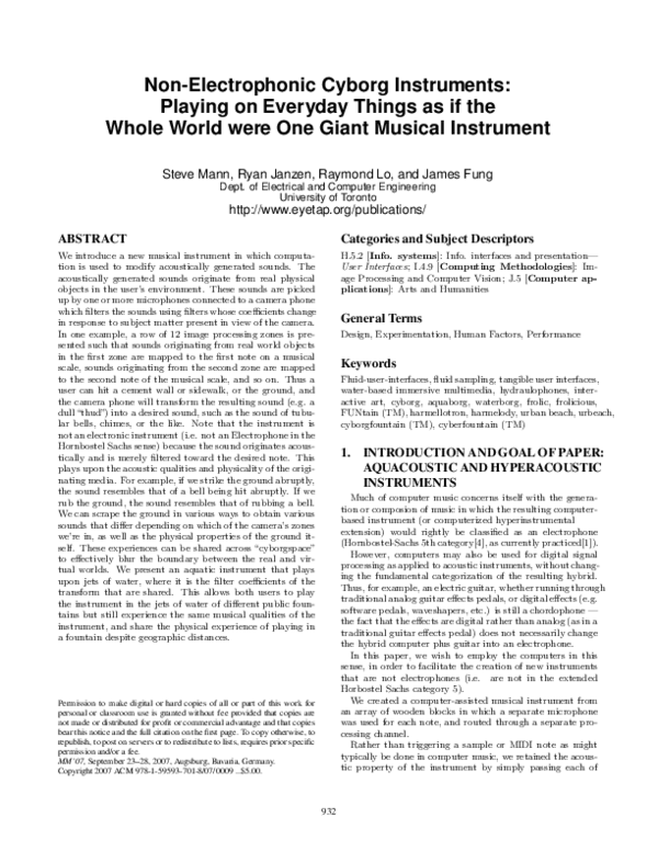 (PDF) Non-Electrophonic Cyborg Instruments: Playing on Everyday Things ...