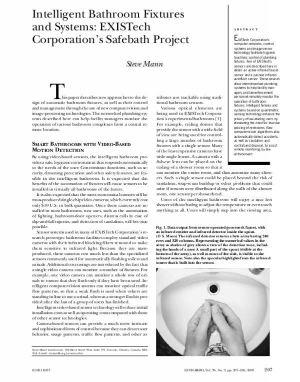 (PDF) Intelligent Bathroom Fixtures and Systems: EXISTech Corporation's ...