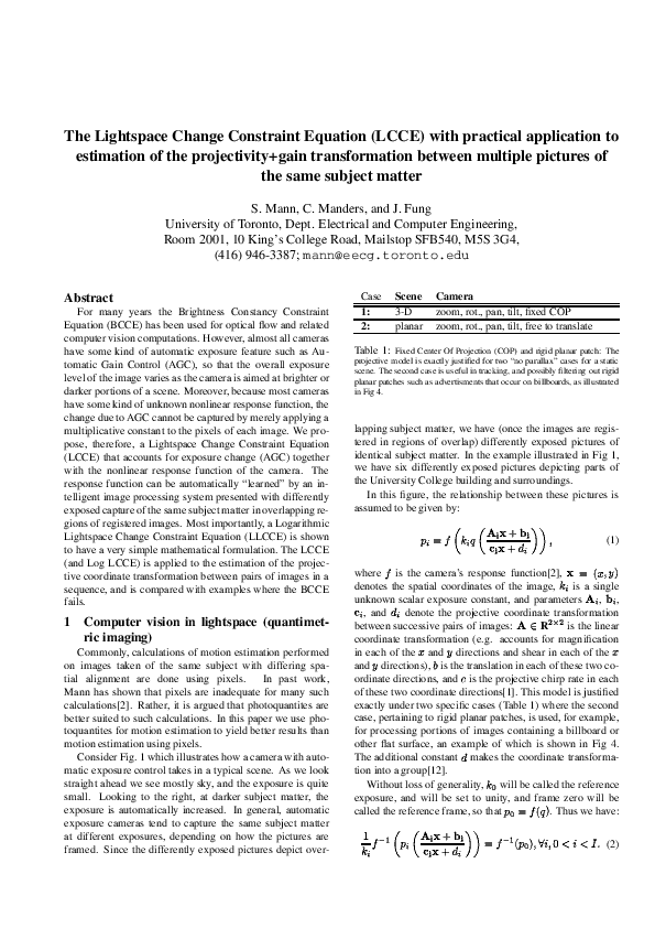 (PDF) The lightspace change constraint equation (LCCE) with practical ...