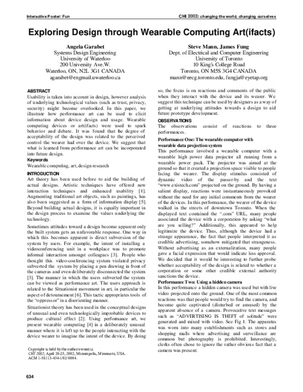 (PDF) Exploring design through wearable computing art(ifacts)