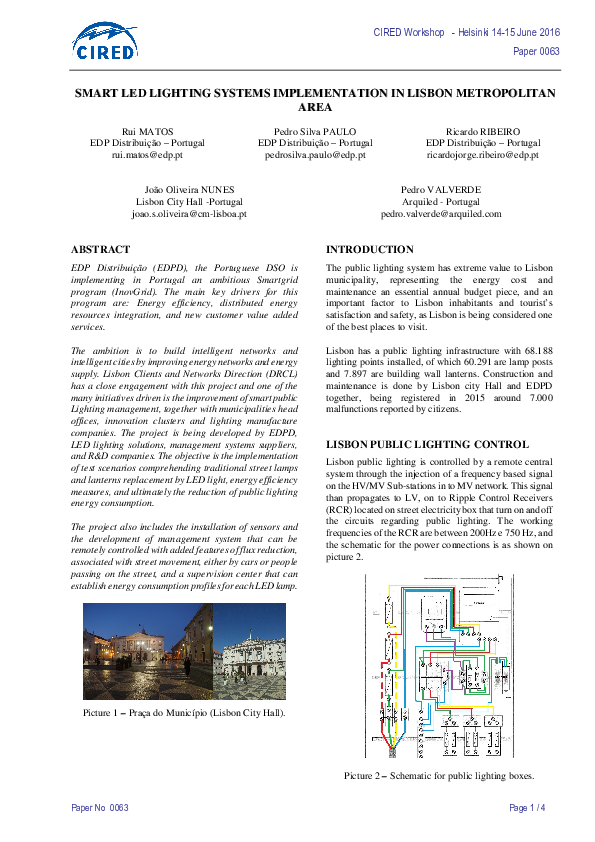 (PDF) Smart led lighting systems implementation in Lisbon metropolitan area