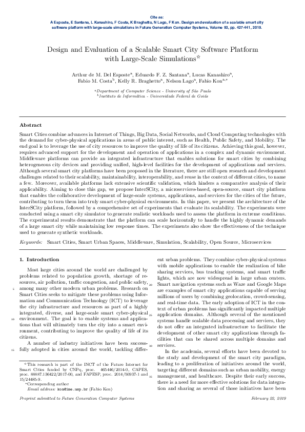 (PDF) Design and evaluation of a scalable smart city software platform ...