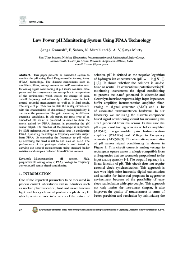 (PDF) Low power pH monitoring system using FPAA technology | Parashuram Sahoo - Academia.edu