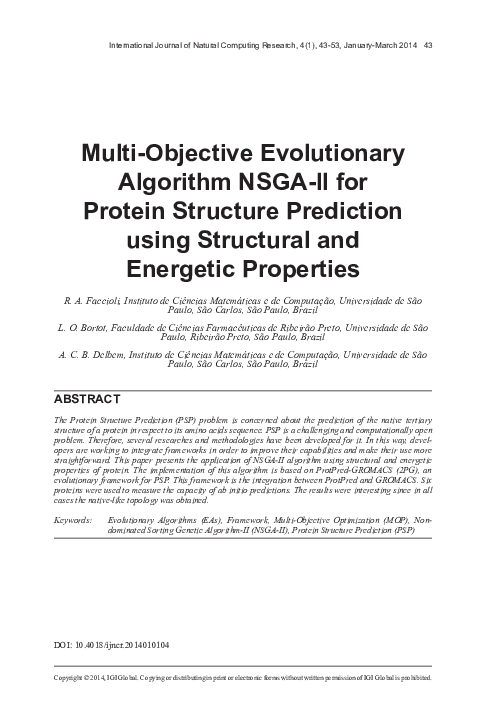 (PDF) Multi-Objective Evolutionary Algorithm NSGA-II for Protein Structure Prediction using ...