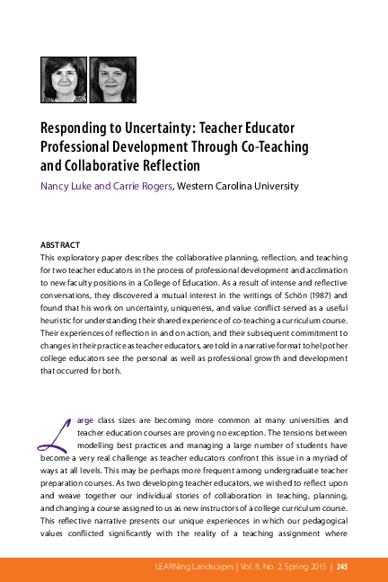 (PDF) Responding to Uncertainty: Teacher Educator Professional ...