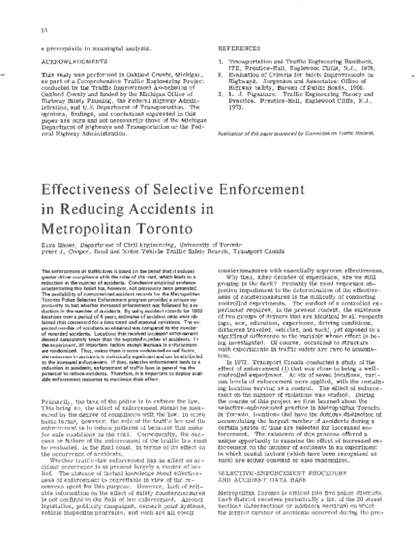 (PDF) Effectiveness of Selective Enforcement in Reducing Accidents in ...