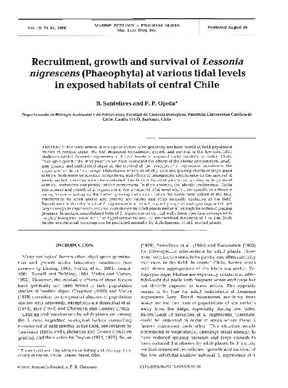 (PDF) Recruitment, growth and survival of Lessonia nigrescens ...