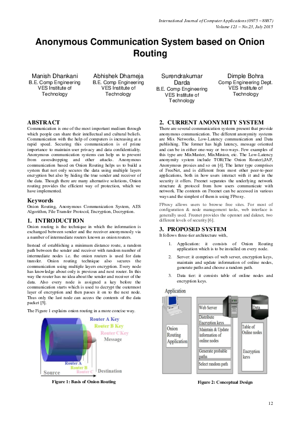 (PDF) Anonymous Communication System based on Onion Routing