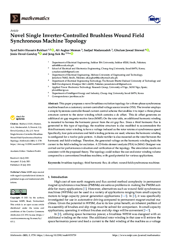 (PDF) Novel Single Inverter-Controlled Brushless Wound Field ...