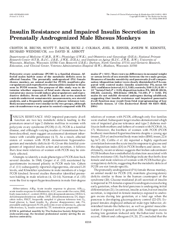 (PDF) Insulin Resistance and Impaired Insulin Secretion In Prenatally ...