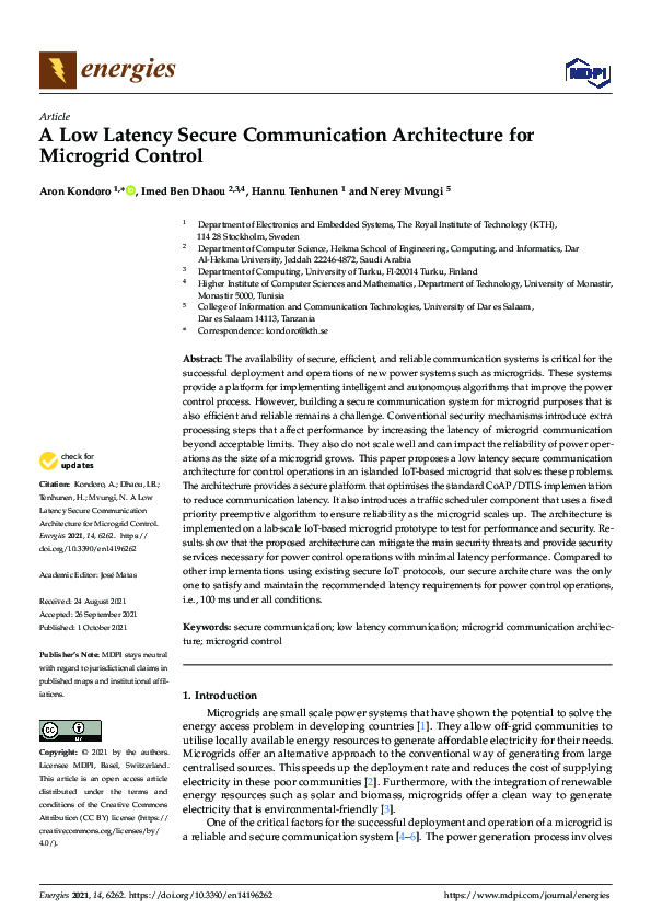 Pdf A Low Latency Secure Communication Architecture For Microgrid Control