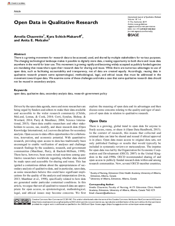 (PDF) Open Data in Qualitative Research