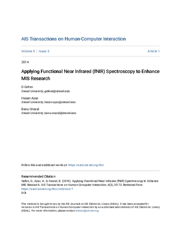 (PDF) Applying Functional Near Infrared (fNIR) Spectroscopy to Enhance ...