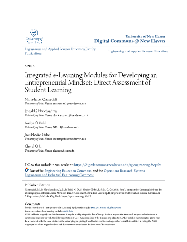 (PDF) Integrated e-Learning Modules for Developing an Entrepreneurial ...
