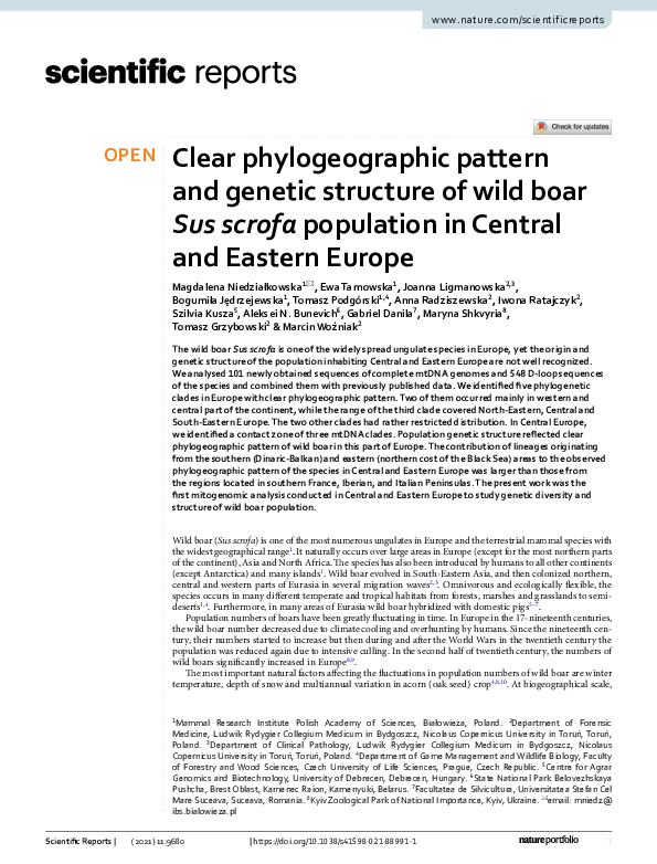 (PDF) Clear phylogeographic pattern and genetic structure of wild boar ...