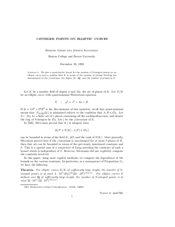 (PDF) Rational Points on Elliptic Curves