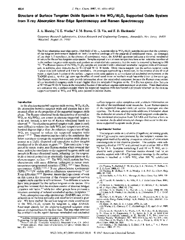 (PDF) Structure of surface tungsten oxide species in the tungsten ...
