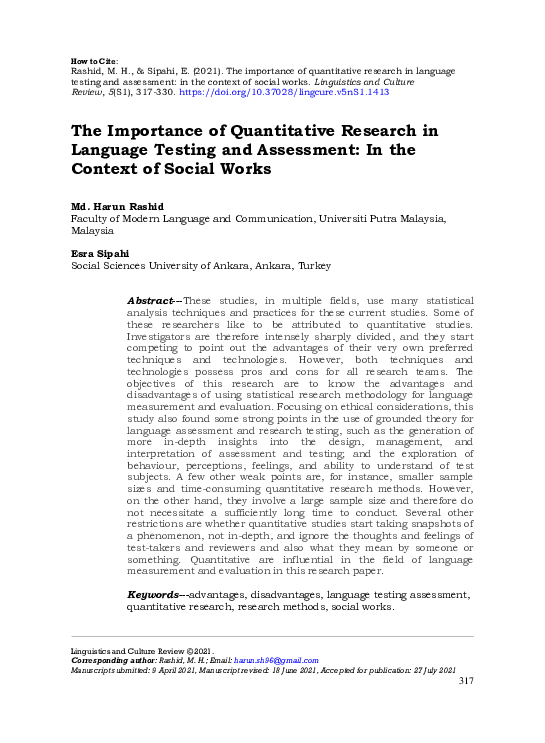 (PDF) The Importance of Quantitative Research in Language Testing and ...