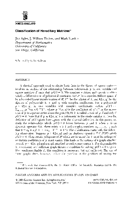 (PDF) Classification of Hereditary Matrices | Mark Stankus - Academia.edu