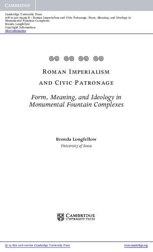 (PDF) Roman Imperialism and Civic Patronage: Form, Meaning, and ...