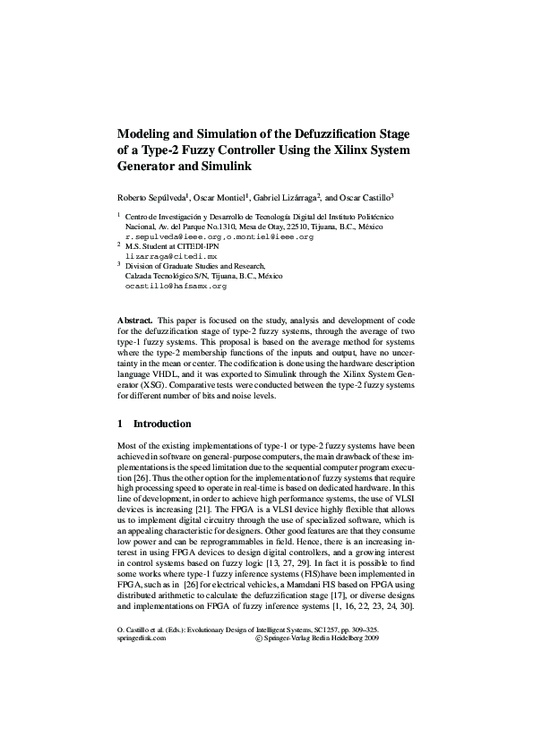 (PDF) Modelling and Simulation of the Defuzzification Stage of a TYPE-2 Fuzzy Controller Using ...
