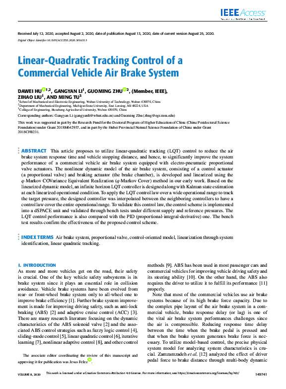 (PDF) Linear-Quadratic Tracking Control of a Commercial Vehicle Air ...