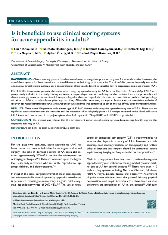 (PDF) Is it beneficial to use clinical scoring systems for acute ...