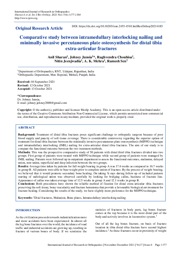 (PDF) Comparative study between intramedullary interlocking nailing and minimally invasive ...