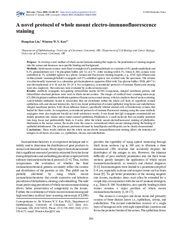 (PDF) A novel protocol of whole mount electro-immunofluorescence staining