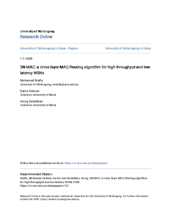 (PDF) SN-MAC: A Cross Layer MAC/Routing Algorithm for High-Throughput ...