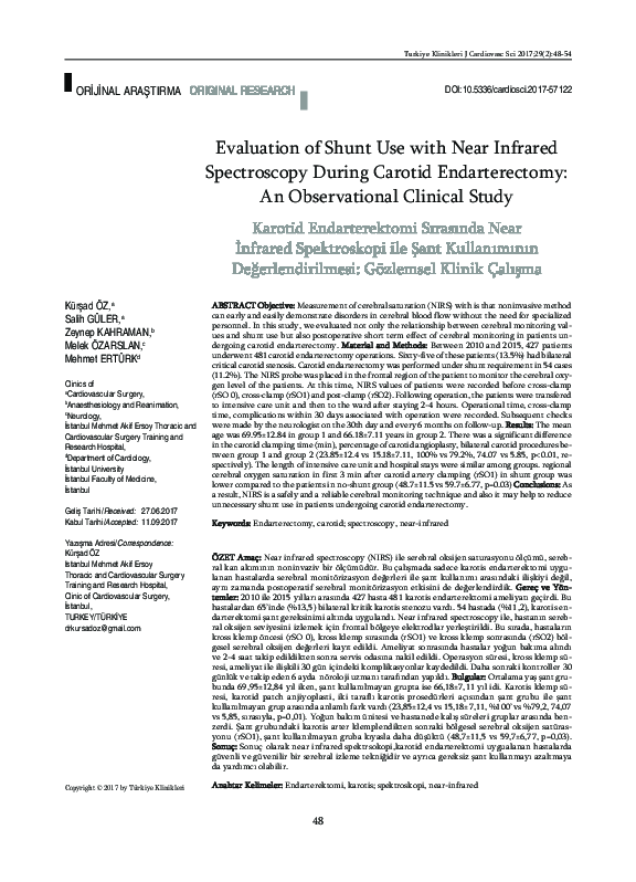 (PDF) Evaluation of Shunt Use with Near Infrared Spectroscopy During ...
