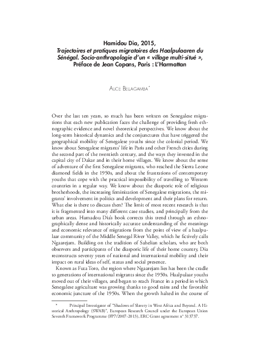 (PDF) Hamidou Dia, 2015, Trajectoires et pratiques migratoires des ...