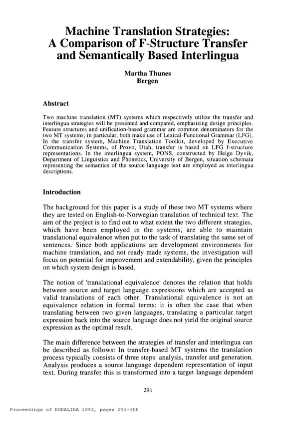 (PDF) Machine Translation Strategies: A Comparison of F-Structure ...