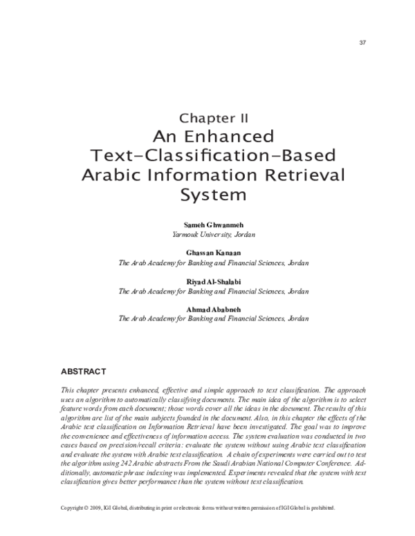 (PDF) An Enhanced Text-Classification-Based Arabic Information ...