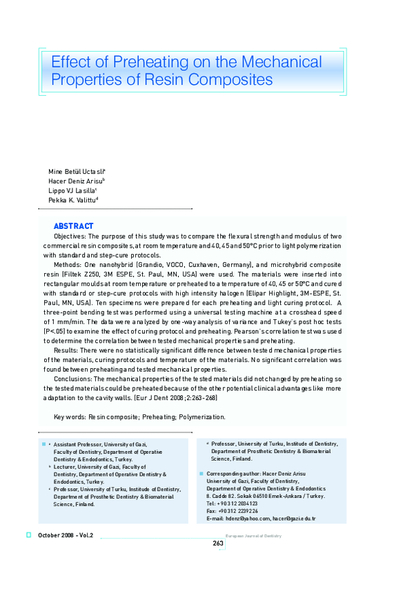 (PDF) Effect of preheating on the mechanical properties of resin composites