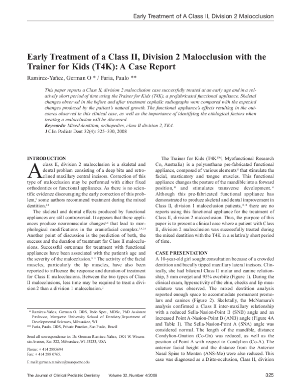 (PDF) Early Treatment of a Class II, Division 2 Malocclusion With the ...