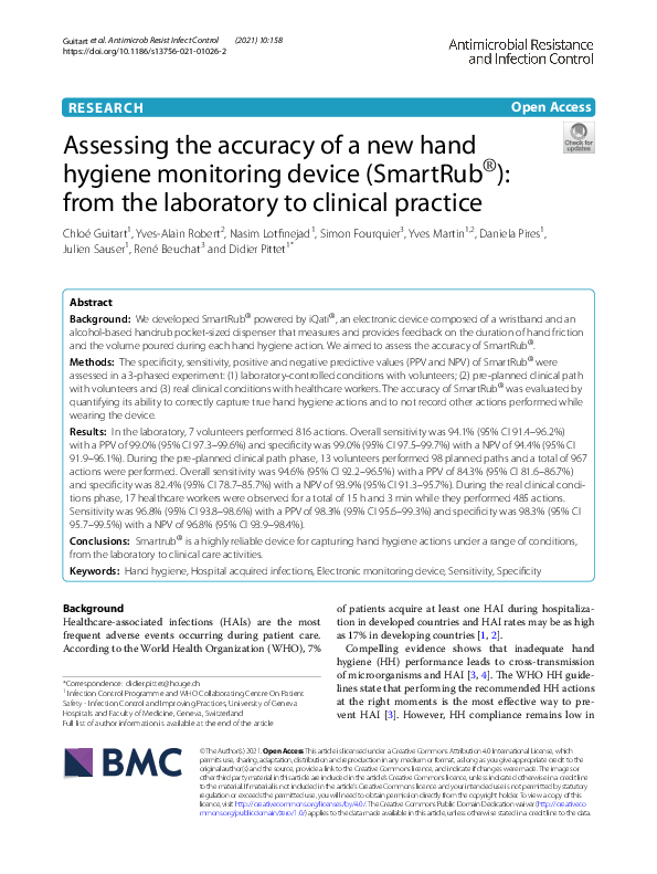 (PDF) Assessing the accuracy of a new hand hygiene monitoring device ...