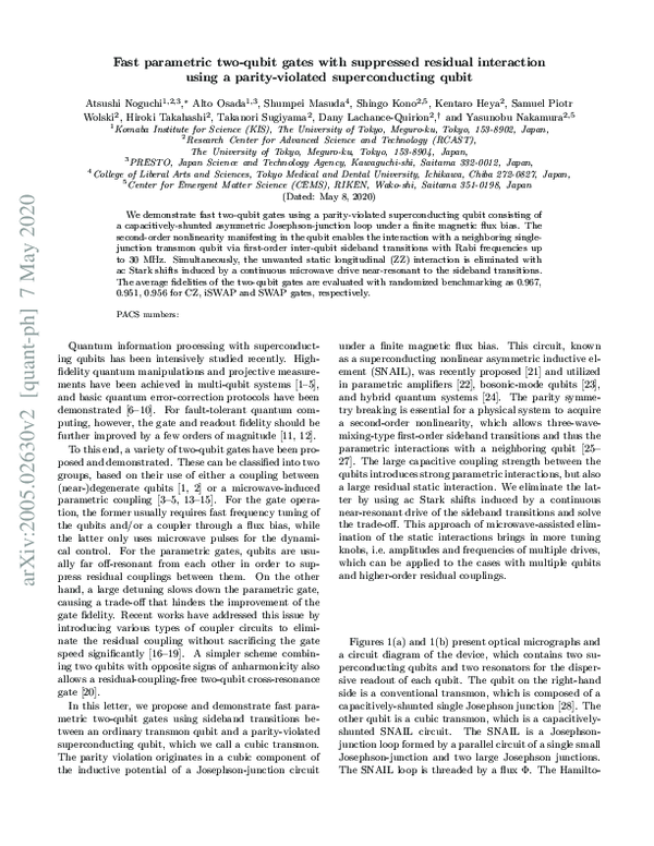 Pdf Fast Parametric Two Qubit Gates With Suppressed Residual