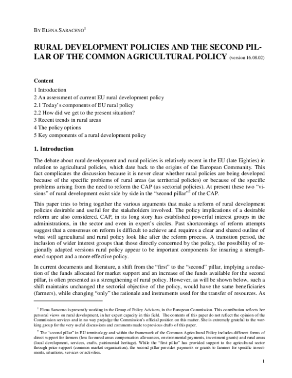 (PDF) Rural development policies and the secon pillar of the common ...